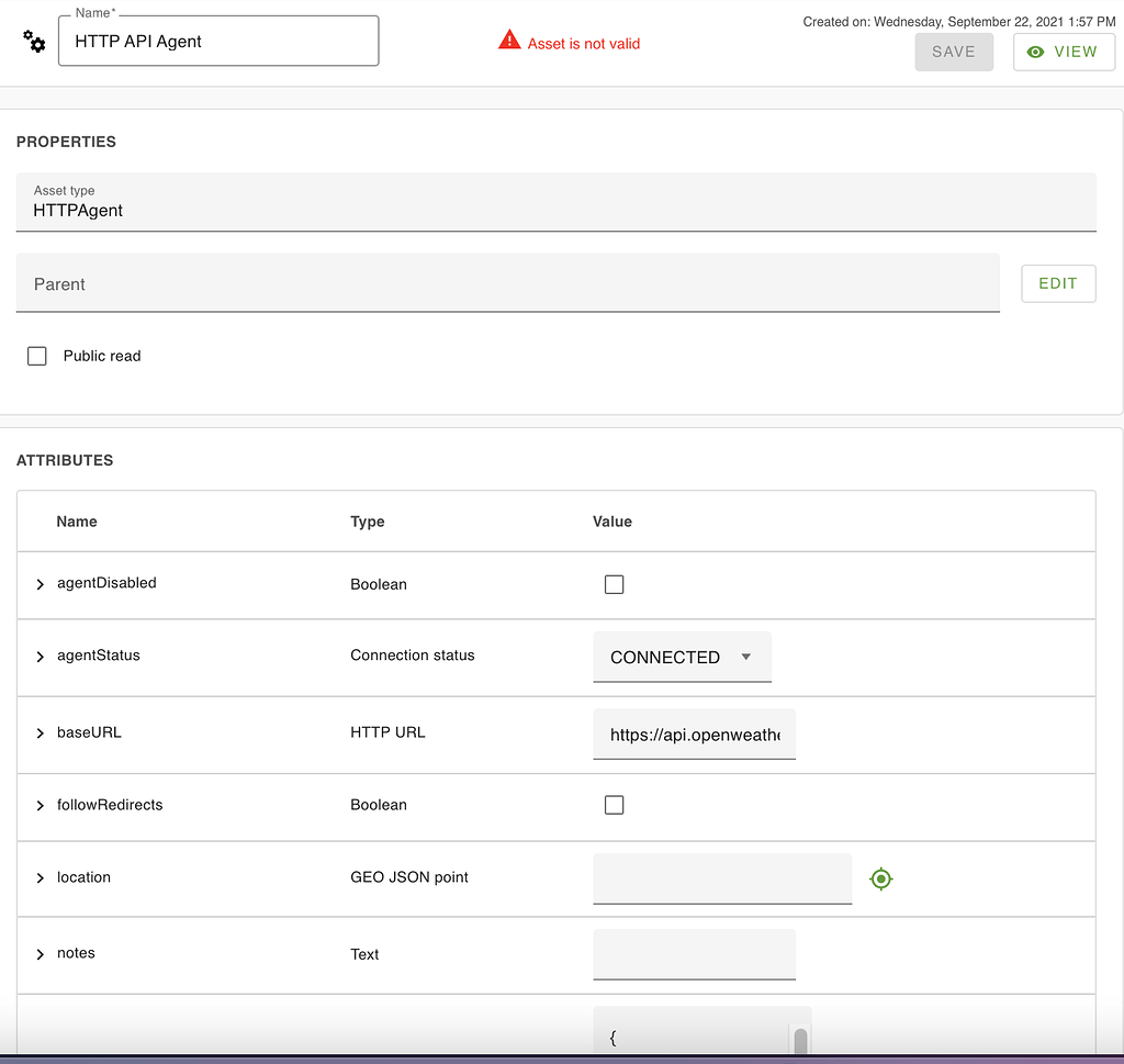 "Asset is not valid" in HTTP API Agent Asset - Agents, Protocols and APIs - OpenRemote