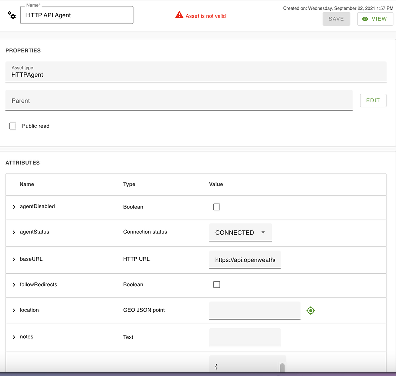 "Asset is not valid" in HTTP API Agent Asset - Agents, Protocols and APIs - OpenRemote