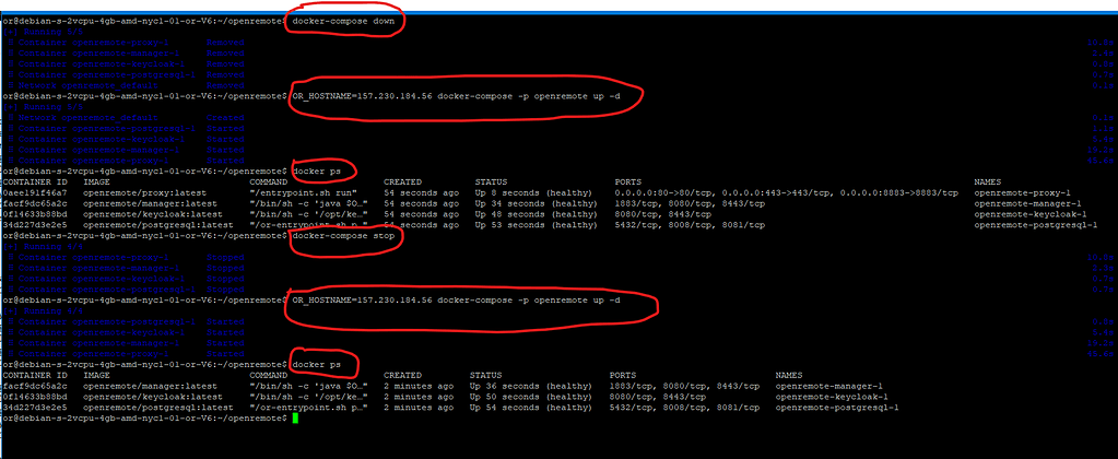 Can't stop and start openremote successfully - Custom Deployment - OpenRemote
